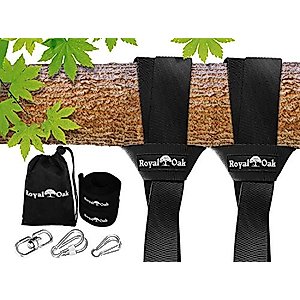 Easy Hang Tree Swing Straps- Holds 2200lbs. - Heavy Duty Carabiner and Spinner - Perfect for Tire and Saucer Swings, Waterproof - Easy Picture Instructions - Carry Bag Included! (8 Feet Double)