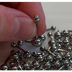 FIFTH CUE 14G Surgical Surgical Steel Belly Ring - 3/8" (10mm) 4x6mm Balls