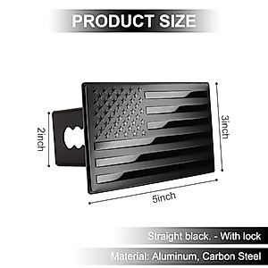 ZBGUN 2 PCS American Flag Car Tow Hook Dust Plug, 2In Heavy Metal Anti-Theft Trailer Hitch Lock with 2 Keys, Universal Durable Square Truck Trailer Receiver Protective Accessories for Car SUV (Black)