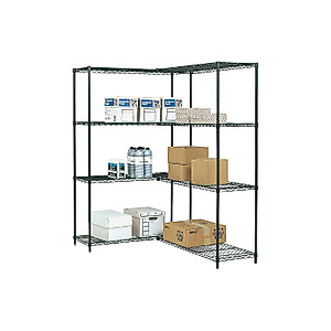 Safco Products 5292BL Industrial Wire Shelving Add-On Unit 48" W x 18" D x 72" H (Starter Unit and Extra Shelf Pack Sold Separately), Black