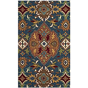 SAFAVIEH Heritage Collection Accent Rug - 3' x 5', Camel & Blue, Handmade Traditional Oriental Wool, Ideal for High Traffic Areas in Entryway, Living Room, Bedroom (HG653A)