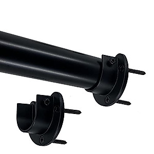 CUSTOM CUT | Up to 72" | HEAVY DUTY Matte Black Closet Rod | 1 5/16" Dia. | w/Matching End Brackets