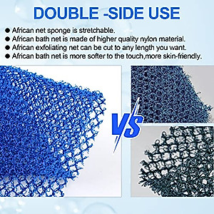 2 Pcs African Net Sponge,African Exfoliating Net,Exfoliating Bath Sponge,Bath Towels,Nylon Net,Wash Cloths,Back Scrubber for Shower,Skin Smoother for Daily Use or Stocking Stuffer(Blue,Pink）