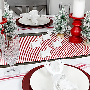 AuldHome Design Reindeer Place Card Holders (12-Pack), Ceramic Reusable Write-On Wipe-Off Christmas Place Card Stands for Table