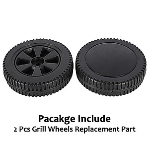 SHINETEC Grill Wheels Replacement Parts for BBQ, Charbroil, Rolling Dining Table - Garden Patio Kitchen Food Prep Cart Accessories, 2 Pcs (7 inch)