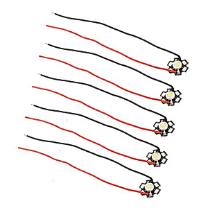 PATIKIL 0.8" LED Chip Bulb, 5 Pack 700mA 3W COB Light Beads Light Copper Bracket with Wire for DIY Lighting Fixtures, Cool White 10000-15000K