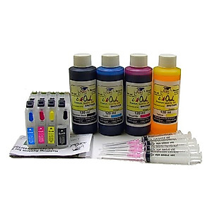 InkOwl Refillable Cartridge Replacement for Brother LC101, LC103, LC105, LC107, LC109 + auto-Reset Chips + 4x120ml Ink