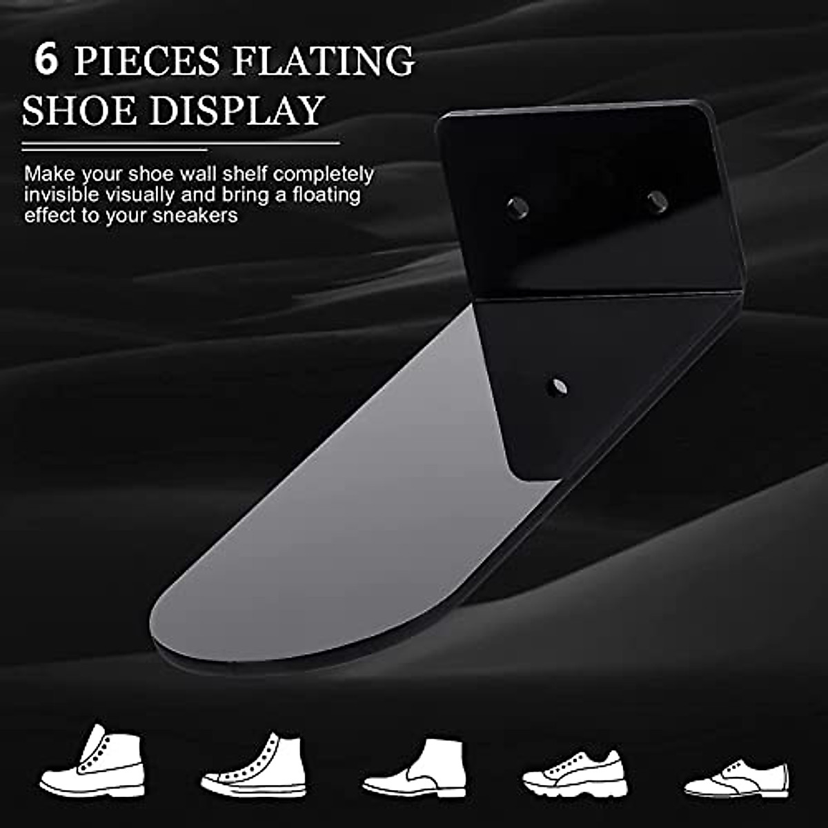 6 Sets Floating Shoe Shelves for Wall, Clear Acrylic Shoe Display for Sneakers Shoe Rack Extra Thick with Screws and Anchors, Wall Mounted Display Shoe Shelves (Transparent)