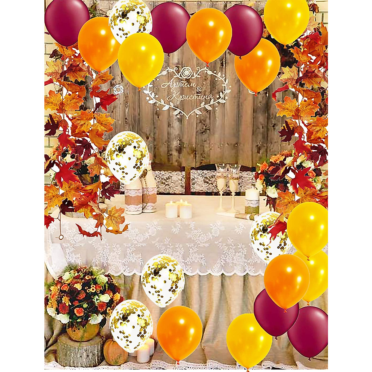 Fall Balloons/Fall Birthday Party Decorations Fall Bridal Shower Decorations/Maroon Orange Thanksgiving Decorations/Fall Weddings/20pcs Balloons Burgundy Orange Yellow Gold