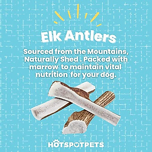 hotspot pets Premium Split Elk Antlers for Dogs - 7 Inch Large Antler Dog Chews (2 Pack) Naturally Shed Antler Bone for Large Breed Aggressive Chewers - Made in USA - Promotes Dental Hygiene