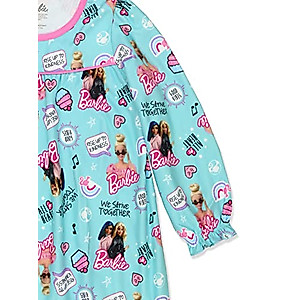 Barbie Girls Flannel Granny Gown Nightgown Pajamas (8, Turquoise)