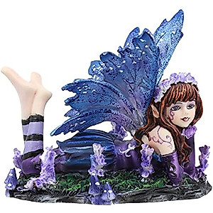 Ebros Fantasy Lavender Meadow Purple Girl Fairy Figurine 3.75" Long Faery FAE Pixie Garden Collectible Accessory