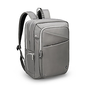 Swissdigital Design Laptop Backpack For Women，College Bookbags With USB Charging Port，Large Capacity Computer Backpacks For Work Business Grey(Katy Rose SD1006F-02)