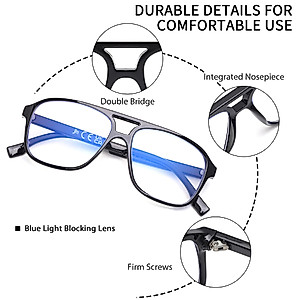 JM 3 Pack Oversized Aviator Reading Glasses for Women Men, Retro Square Blue Light Computer Readers +0.0