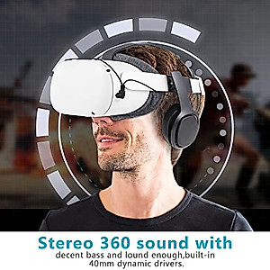 Globular Cluster Stereo Bass VR Headphones Custom Made for Meta Quest 2/Oculus Quest 2-On Ear Bass 3D 360 Degree Sound Integrated Must Have Accessories (Black)