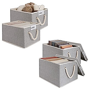 LoforHoney Home Bundle- Storage Bins with Lids Light Gray XLarge 2-Pack, Storage Bins with Cotton Rope Handles Light Gray Large 2-Pack