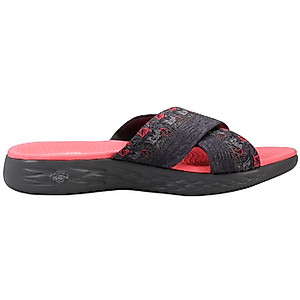 Skechers Women's On-The- Go 600-Monarch Charcoal/Hot Pink Slide Sandal 8 M US