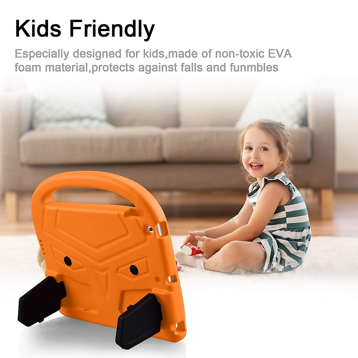 iPad 9th Generation Case for Kids, iPad 9th/8th/7th Generation Case 10.2 inch (2021/2020/2019),UUcovers Shockproof Handle Stand Lightweight Kids Boys Case for iPad 10.2 Inch 9th/8th/7th Gen, Orange