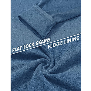 TACVASEN Men's Quarter Zip Pullover Fleece Long Sleeve Pullover Active Shirts Running Performance Shirts Gym Workout Shirts Tops Blue Grey, XL