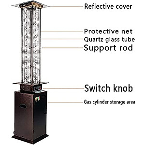 YAOJIA Outdoor heaters for Patio Square Gas Heater W/Wheels, 13KW Outdoor Propane Liquefied Gas Heaters, Household Commercial Quartz Tube Heater, Garden Heat Lamp Stove