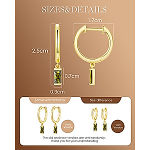 14K Gold Plated Drop Earrings, LOUISA SECRET Sterling Silver Earrings for Women, Dainty Birthstone Earrings with Zirconia, Anniversary Birthday Wedding Christmas Jewelry Gift for Mom