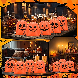 Bulyoou 32 Pcs Halloween Drawstring Backpacks Bulk Halloween Party Favor Bags Trick or Treat Bags Pumpkin Design String Sack Bags Halloween Party Favors Supplies Gift Wrap Bags