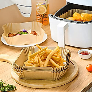 Moretoes 7.9 Inch Air Fryer Liners 300pcs Square Disposable Air Fryer Cooking Paper, Oil Resistant, Waterproof, Non-Stick Parchment Paper for 5-7 QT Air Fryer Baking Roasting Microwave