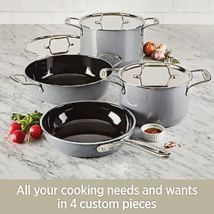 All-Clad FusionTec Ceramic Soup Pot 4 Quart Induction Oven Broiler Safe 500F Pots and Pans, Cookware Platinum