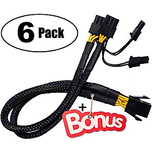TeamProfitcom PCI-e 6 Pin to Dual PCIe 8(6+2) Pin Graphics Card PCI Express Power Adapter GPU VGA Y-Splitter Extension Cable Mining Video Card Sleeved Power Splitter 9 inches 18 AWG 6 Pack + Bonus