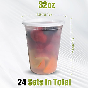 EASYTRIP 24 Pack plastic Food Storage Containers 32 oz，Deli Containers With airtight lid，Disposable Meal Prep Containers/BPA Free/Freezer Safe/Dishwasher Safe/Microwave Safe/Stackable