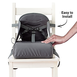 BabyToLove Travel Up Baby Booster Seat and Storage | Lightweight On The Go and Easy to Carry | Anthracite