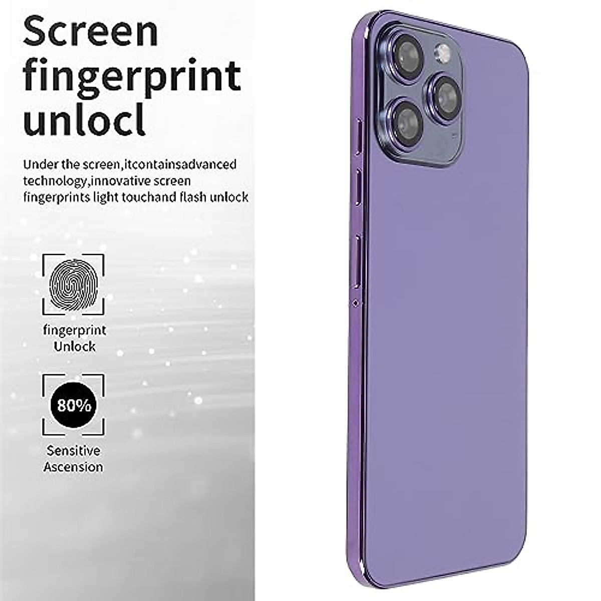 PUSOKEI Unlocked Android Cell Phone, Face Unlock Mobile Phone, 6.6 inch HD Screen, 2520 * 3088 Resolution, 8+24MP Dual Camera,10 Core CPU,8GB+256GB ROM, 2.4G 5G Dual Band WIFI Smartphone