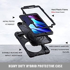 Rantice Samsung Galaxy Tab Active3/Active5 8.0 Case, with 360 Stand, Handle Hand Strap & Shoulder Strap for Samsung Galaxy Tab Active5 8" 2024, Active3 8" 2020 SM-X300/X307/T570/T577 (Black)