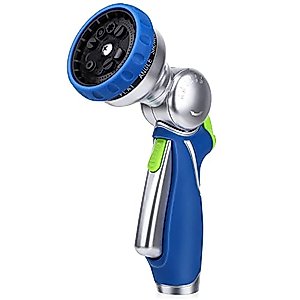 RESTMO Hose Nozzle w/ 180° Adjustable Swivel Head, High Pressure Hose Sprayer w/ 10 Spray Pattern, Self-Lock Trigger and Water Flow Control, Ideal for Outdoor Lawn & Garden Watering, Car & Pet Washing