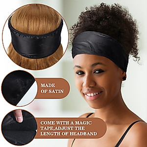 6 Packs Satin Spa Headband Silk Headband Adjustable Spa Hair Wrap Facial Headband Terry Cloth for Women Sleep Makeup Spa (Black)