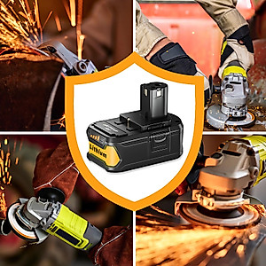 FERRYBOAT P108 Battery Replacement for Ryobi 18V Battery Rechargeable Lithium ion ONE + 6.0 Ah P103 P104 P105 P107 P102 P109 P190 P191 P122,2-Pack