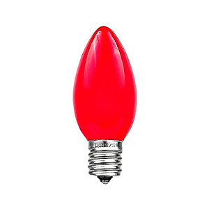 25 Foot C9 Red Ceramic Christmas String Light Set - Outdoor Christmas Light String - – Opaque Christmas Bulbs - Roofline Light String – Outdoor String Lights - Green Wire