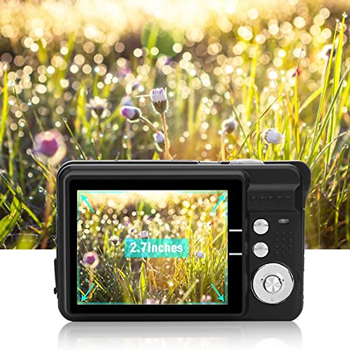 Nofaner Digital Camera, 8X Zoom Card Digital Camera 5 MP 2.7in LCD Display Maximum Support 32GB Memory Card Builtin Microphone Mini Digital Camera(Black)