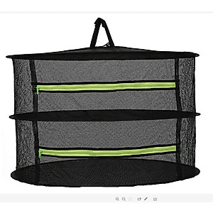 YOLUXZM Herb Drying Rack with Zipper mesh Hanging, herb Drying mesh for Drying Herbs, Buds, Flowers, Food, Meat, Fruit and Tea with Hook(2-Layer)