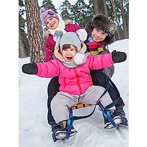 Hicarer 4 Pairs Kids Ski Gloves Waterproof Snow Gloves Winter Warm Mittens for Outdoor Activities (Black, Navy Blue, Blue, Rose Red, 5-8 Years)