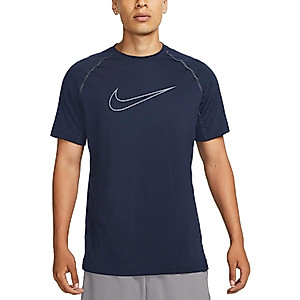 Nike Pro Dri-FIT Men's Tight Fit Short-Sleeve Top (Obsidian/Gray, Large)