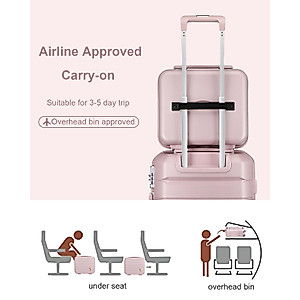 Somago Hardside Spinner Carry On Suitcase Lightweight Luggage Sets with TSA Lock (Nude Pink,14/20)