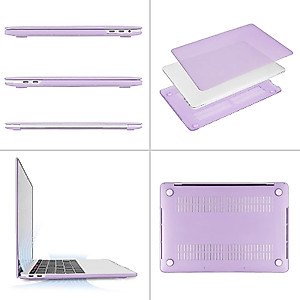 MOSISO Compatible with MacBook Pro 13 inch Case M2 2024, 2023, 2022-2016 A2338 M1 A2251 A2289 A2159 A1989 A1708 A1706, Plastic Hard Shell Case & Keyboard Cover Skin & Webcam Cover, Light Purple