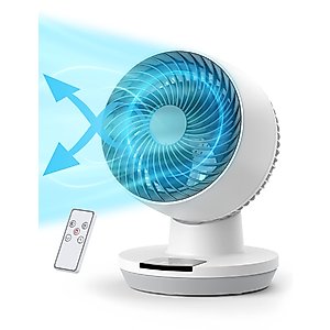 Mirdred Air Circulator Fan, 11 Inch Oscillating Table Fan with LED Display, 70ft Powerful Airflow, 120° Adjustable Tilt, 8H Timer, 3 Speeds, Quiet Desk Fan for Living Room, Office, Home