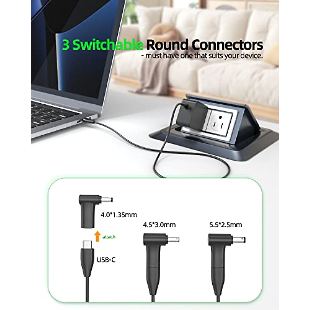 Charger for Asus Laptop, Ultra Compact (40% Smaller), Universal Replacement, Fast Charger, USB C & Round Connector, 65W, 45W, 33W
