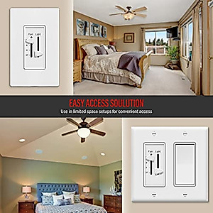ENERLITES 3 Speed Ceiling Fan Control and LED Dimmer Light Switch, 2.5A Single Pole Light Fan Switch, 300W Incandescent Load, No Neutral Wire Required, 17001-F3-W, White