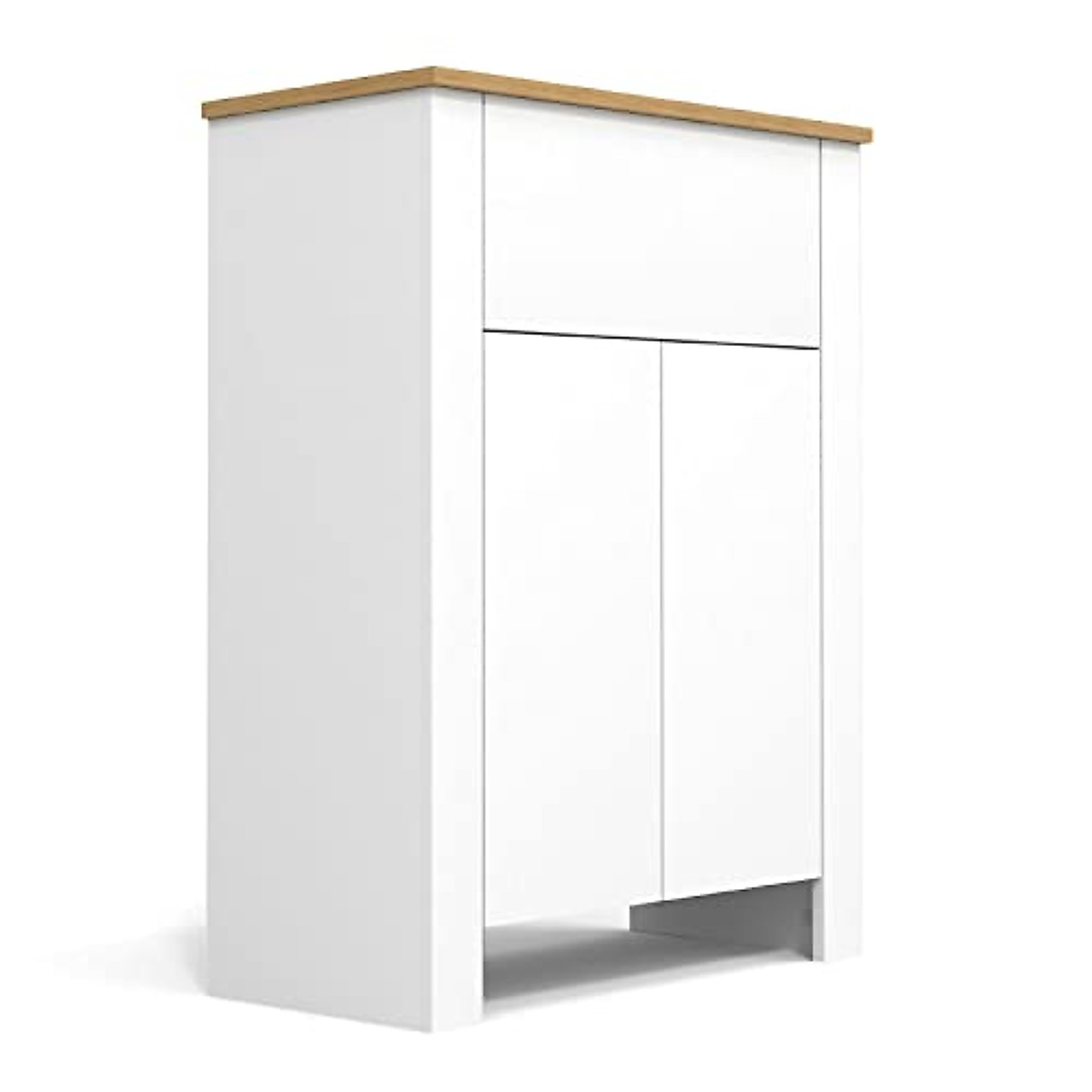 Mepplzian Bathroom Storage Cabinet, Floor Cabinet with Large Drawer and Adjustable Shelf, Free-Standing Cupboard for Kitchen/Living Room/Bathroom Use, White 23.6" L x 11.8" W x 31.5" H, White