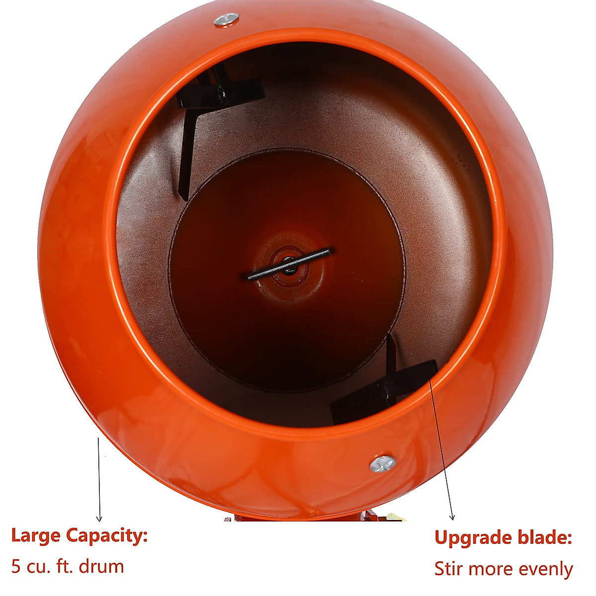 5 CU FT Electric Cement Mixer,1/2 HP Concrete Mixer Machine with Wheel and Stand,Portable Cement Mixer Machine,Suitable for Stucco and Seeds (5 Cu. Ft, Orange)