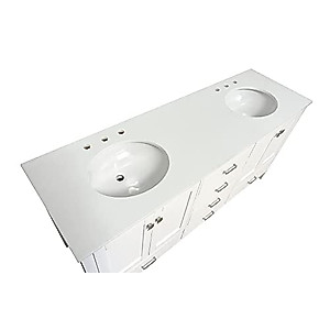 Kitchen Bath Collection Horizon 72-inch Double Bathroom Vanity (Engineered White/White): Includes White Cabinet with Engineered White Countertop and White Ceramic Sinks