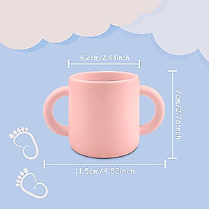 TQONEP Silicone Toddler Cup for Babies,5oz Silicone Training Cup for Infants 2 Handles, Easy Grip Handles Toddler Learning Cup Applicable for Baby Over 6 Months +（Pink+Deep Pink